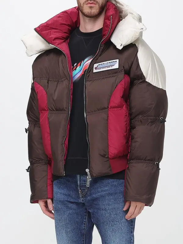 Dsquared2 Oversized Quilted Down Jacket In Nylon With Funnel Neck And Hood