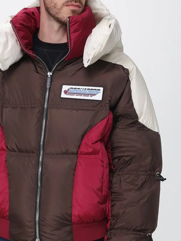 Dsquared2 Oversized Quilted Down Jacket In Nylon With Funnel Neck And Hood
