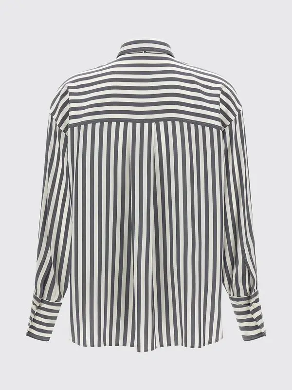 Brunello Cucinelli Long-sleeved Striped Silk Shirt With A Classic Collar
