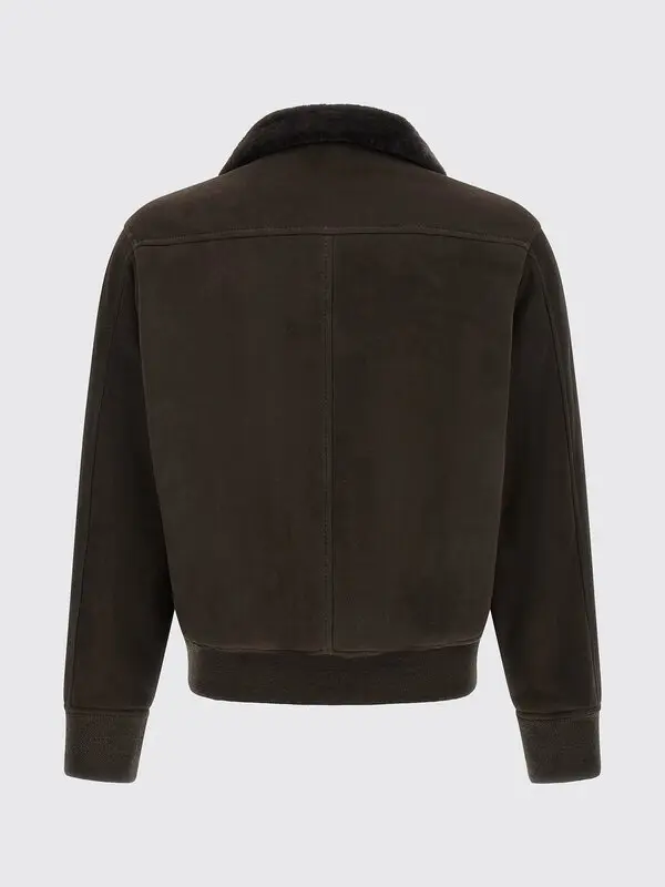 GIORGIO BRATO Lambskin Leather Bomber Jacket With A Fur Collar