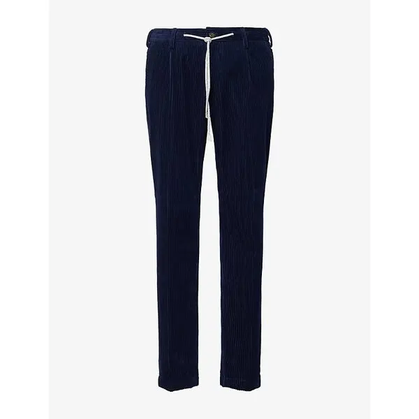 Eleventy Drawstring-waist Cotton-corduroy Trousers