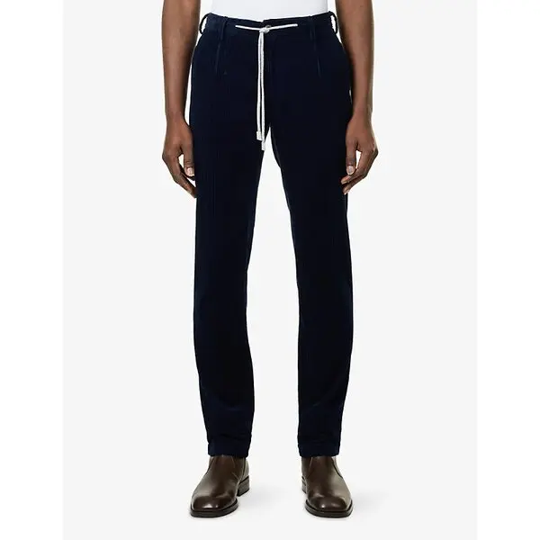 Eleventy Drawstring-waist Cotton-corduroy Trousers