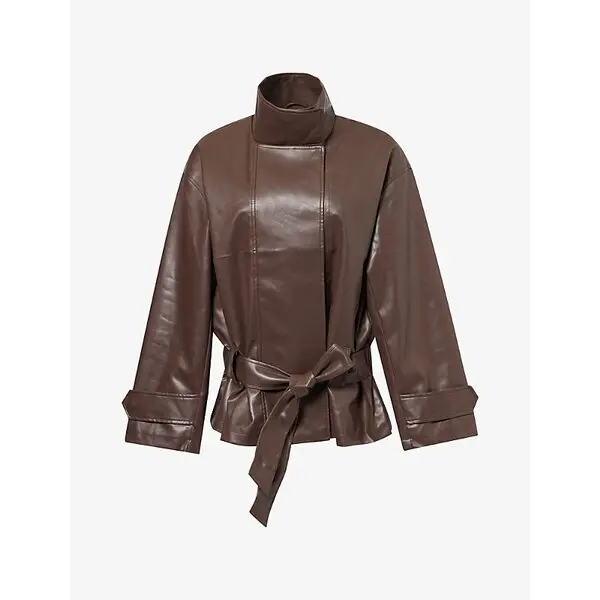 4TH & RECKLESS Jaden Belted Faux Leather Jacket - Brwn