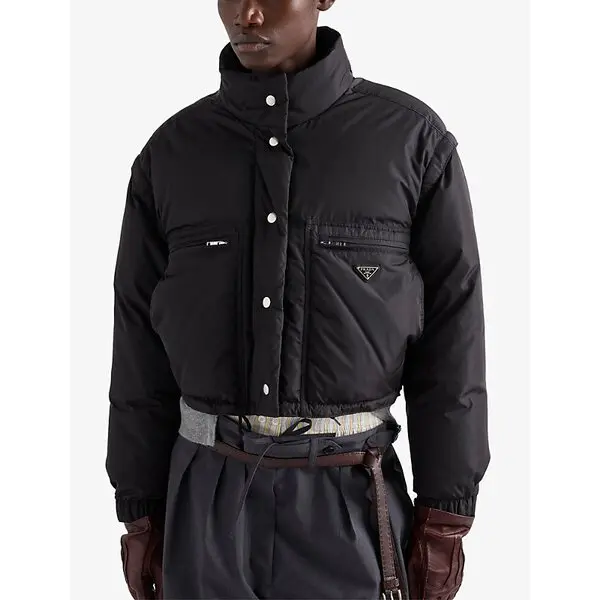 Prada Cropped Relaxed-fit Nylon Down Jacket