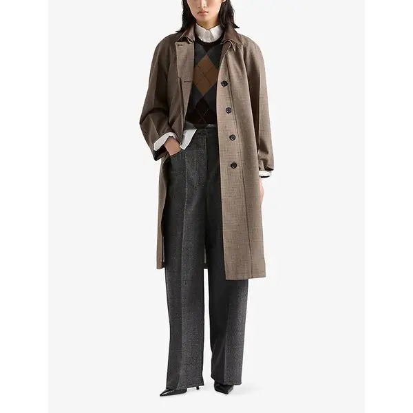 Prada Mouliné Relaxed-fit Wool Trousers