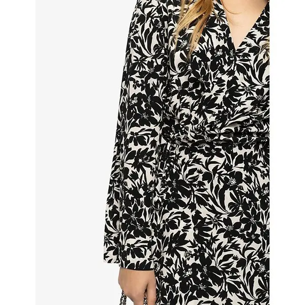 Zadig&Voltaire Remoir Wrap-front Long-sleeve Satin Mini Dress