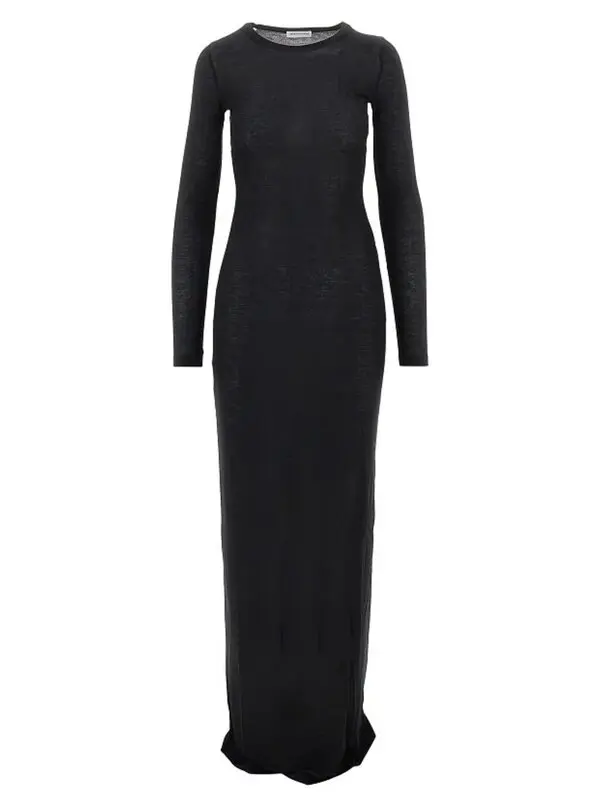 7 For All Mankind Long Viscose Crew Neck Form-fitting Dress