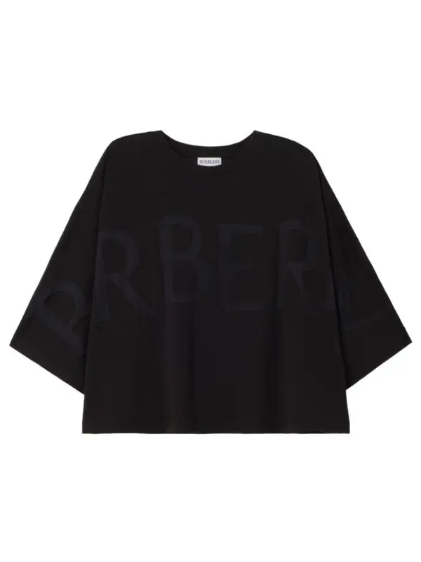 Burberry Label Cotton Cropped T-shirt For - Black