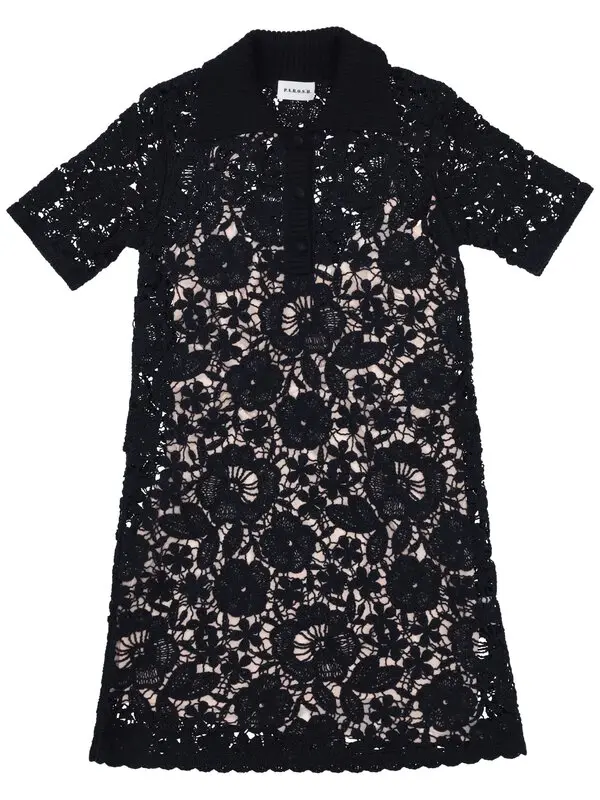 PAROSH Chic Mini Cotton Dress With Scallop Hem