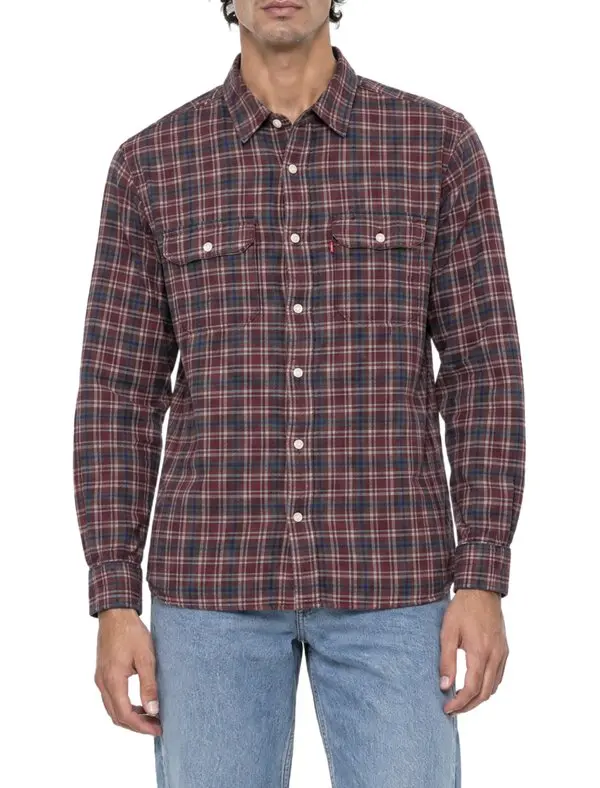 LEVI'S Plaid Long Sleeve Button-up Shirt - Wine