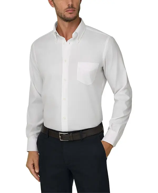 Boggi Milano Regular Fit Pinpoint Cotton Shirt - White