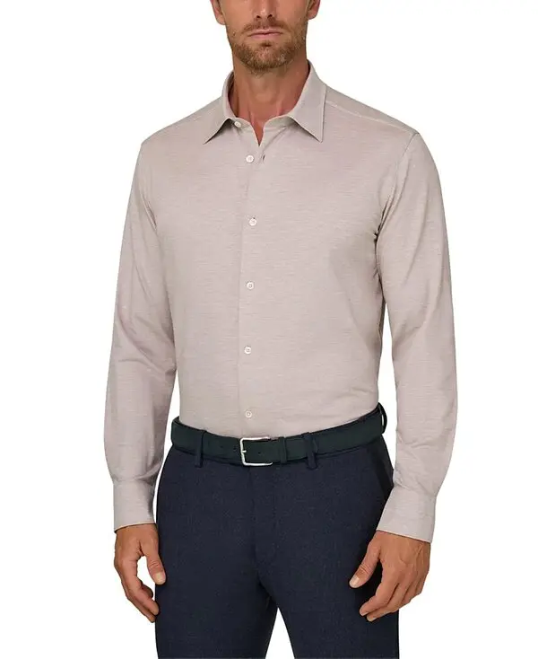 Boggi Milano Cotton Wool Twill Blend Regular Fit Polo Shirt - Brown