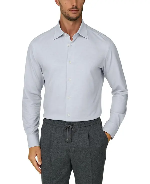 Boggi Milano Cotton Wool Twill Blend Regular Fit Polo Shirt - Light Blue