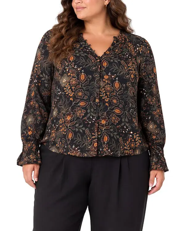 LIVERPOOL Gathered Button Front Blouse