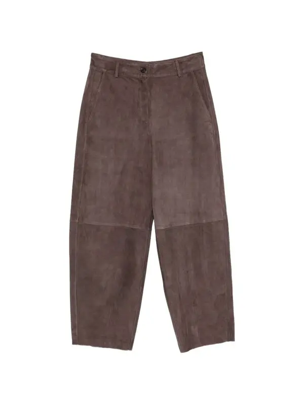 VIA MASINI 80 Suede Barrel Trousers - Brown