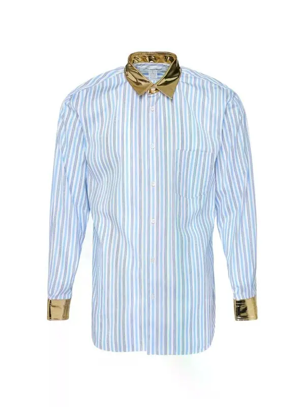 Comme Des Garçons Vertical-stripe Metallic-collar Shirt