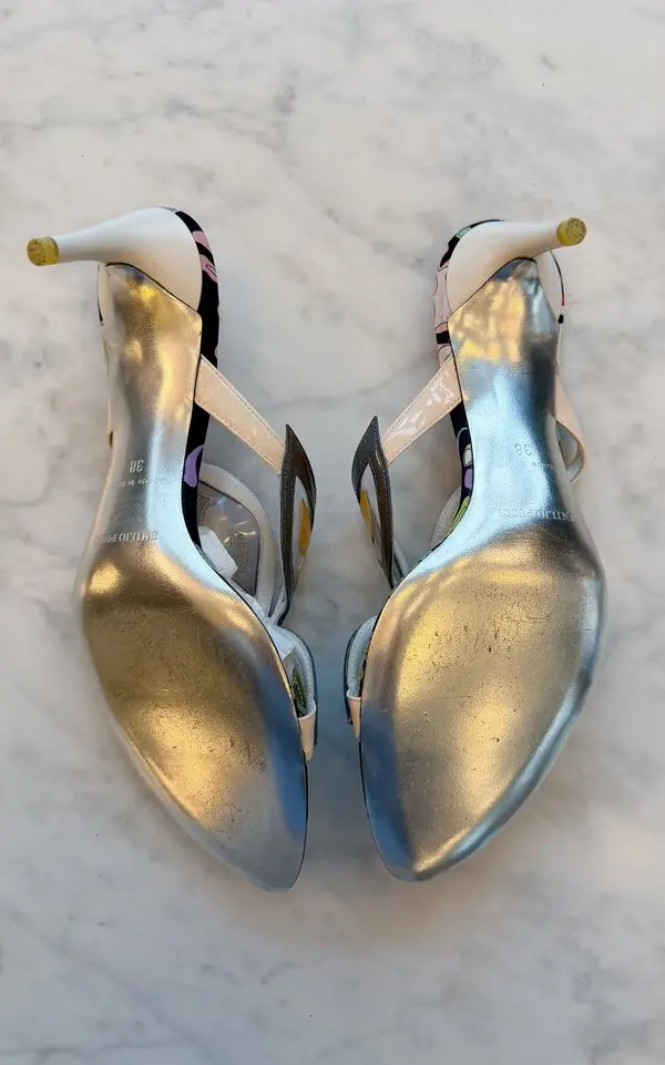 DEAR CLEMENTINE VINTAGE Emilio Pucci Multicolor Print Butterfly Heel Mules
