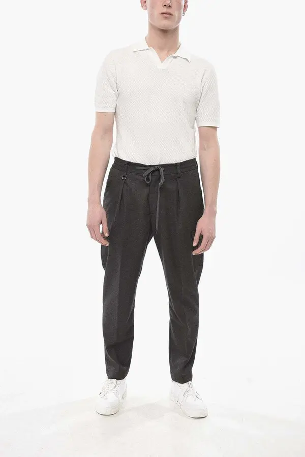 PAOLO PECORA Pleated-detailing Drawstring-fastening Tailored-design Trousers