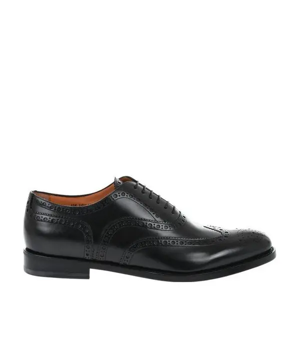 Santoni Brogue-detail Leather Derby Shoes - Black