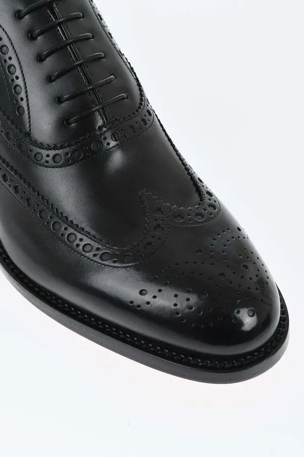 Santoni Brogue-detail Leather Derby Shoes