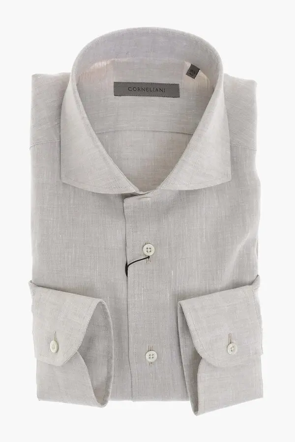 Corneliani Linen French-collar Shirt