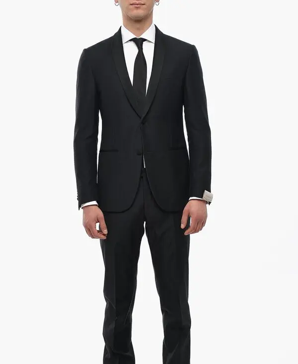 Corneliani Satin-lapel Virgin-wool Suit