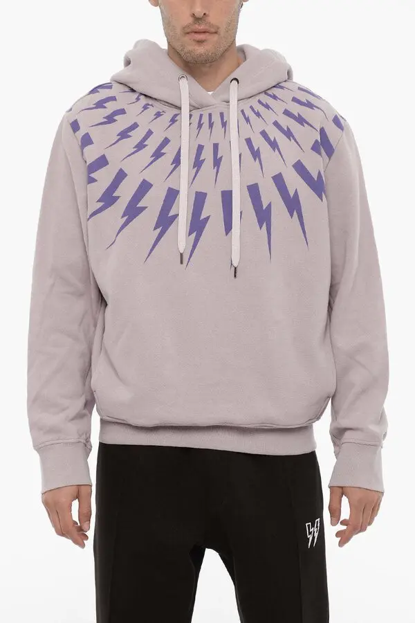 Neil Barrett Fairisle Thunderbolt Hoodie - Violet