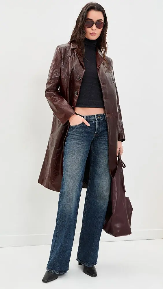 FRAME The Veda Leather Trench Coat