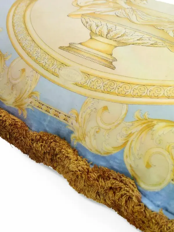 Versace Rectangular Greek And Baroque Fringe Cushion