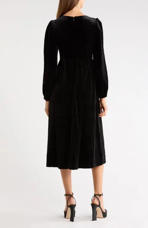 SUGARLIPS Jena Glow Bow Velvet Midi Dress