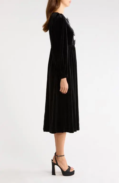 SUGARLIPS Jena Glow Bow Velvet Midi Dress