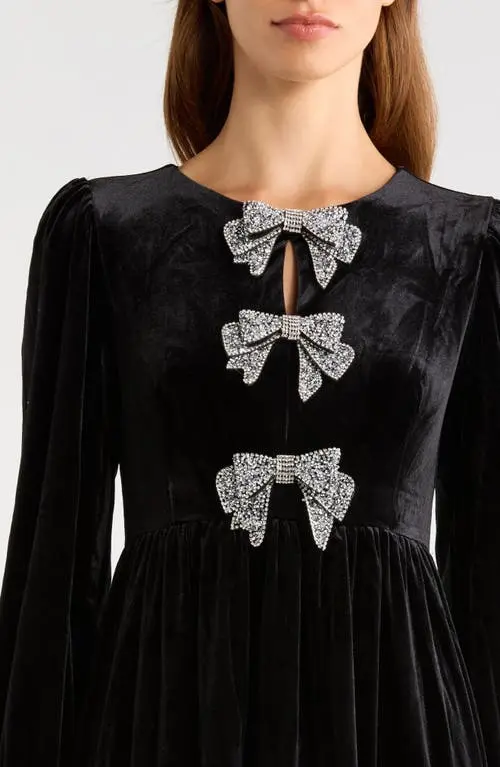 SUGARLIPS Jena Glow Bow Velvet Midi Dress