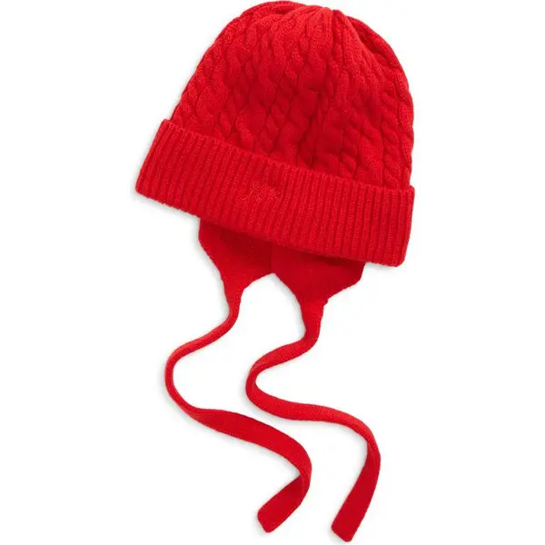 DAMSON MADDER Cable Knit Tie Beanie - Red