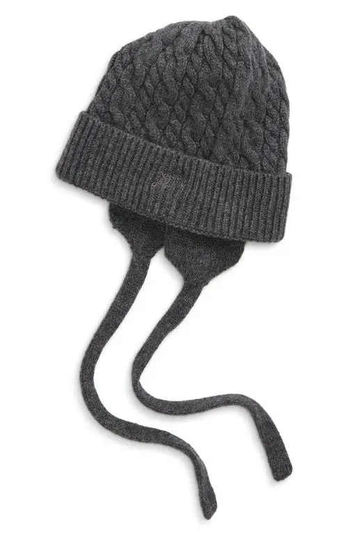 DAMSON MADDER Cable Knit Wool Blend Beanie - Grey