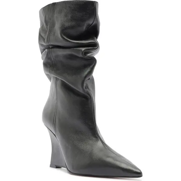 AREZZO Cara Slouch Wedge Bootie - Black