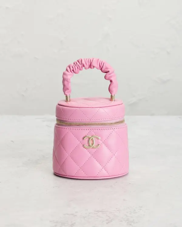 FWRD RENEW Chanel Lambskin Ruched Handle Vanity Case