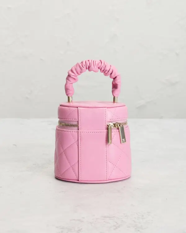 FWRD RENEW Chanel Lambskin Ruched Handle Vanity Case