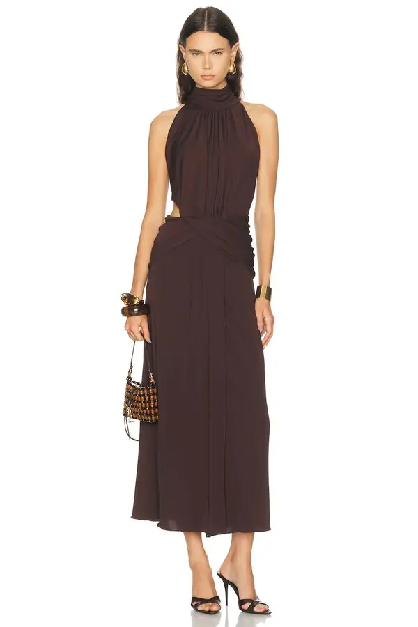 Johanna Ortiz Jersey Retro Drape Maxi Dress