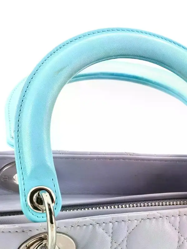 Dior Bicolor Lady Bag Cannage Quilt Lambskin Large Satchel