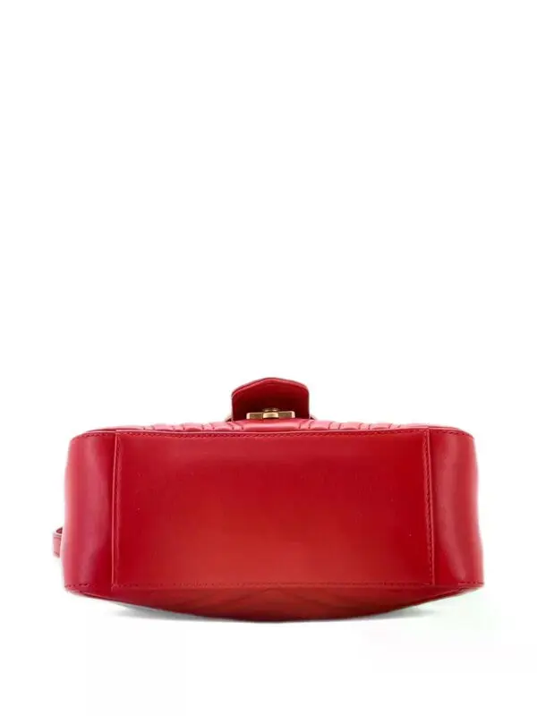 Gucci Gg Marmont Top Handle Flap Bag Matelasse Leather Mini Satchel