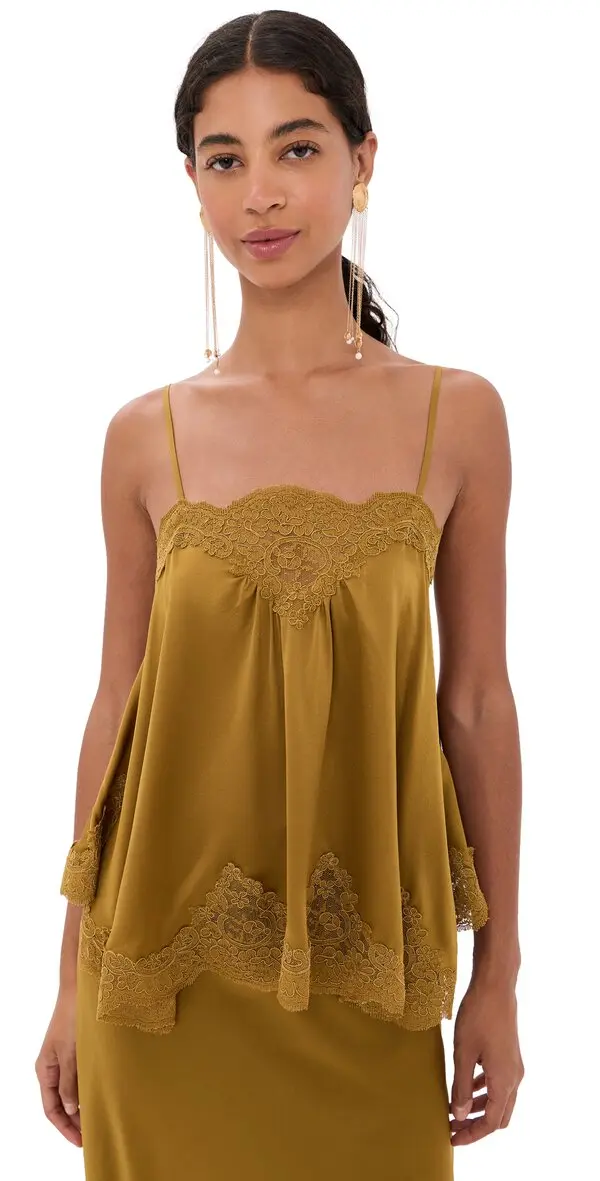 Zimmermann Clash Silk Satin Camisole - Chartreuse