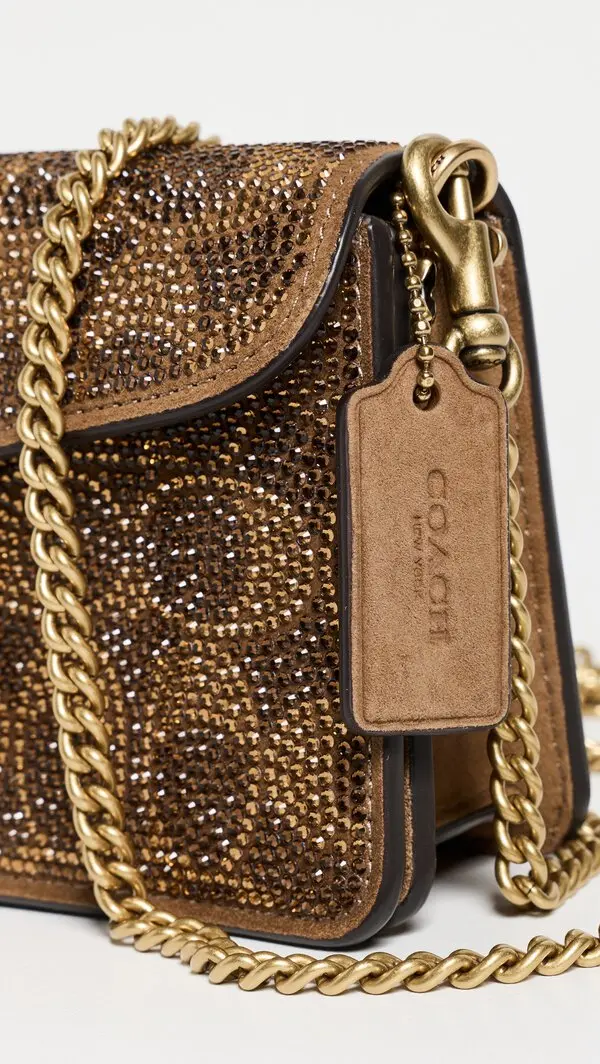 COACH Crystal Signature Suede Tabby Chain Crossbody 19