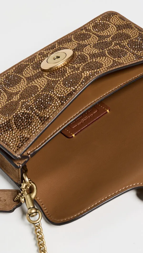COACH Crystal Signature Suede Tabby Chain Crossbody 19