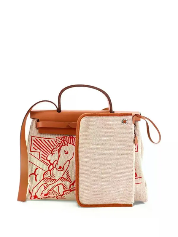 Hermès Herbag Zip Pegase Pop Toile And Leather 31 Shoulder Bag
