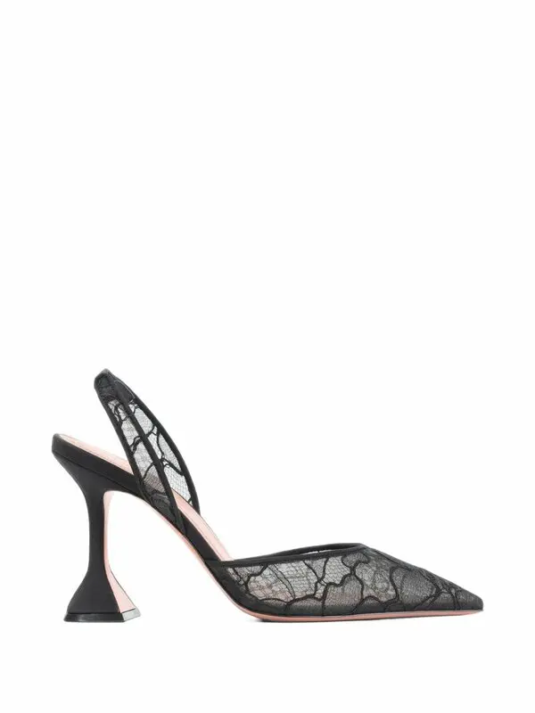 Amina Muaddi Holli Lace Slingback Pumps - Black