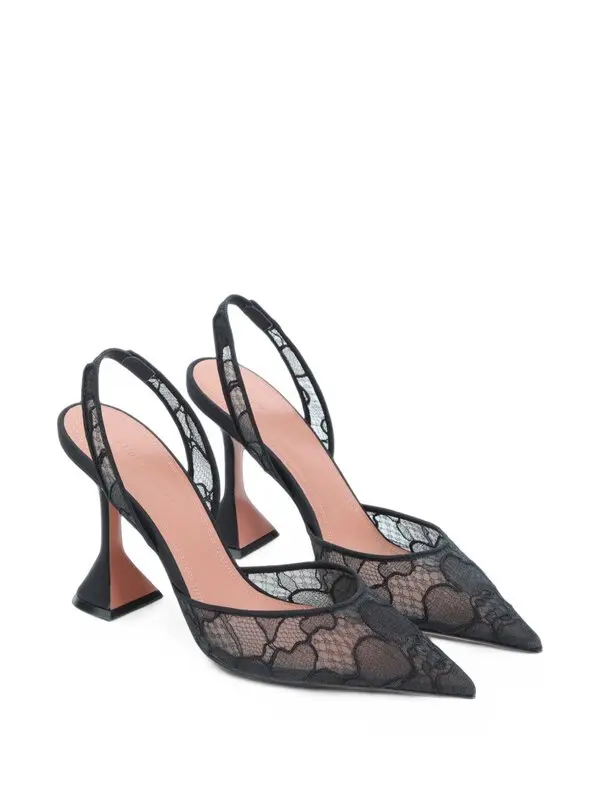 Amina Muaddi Holli Lace Slingback Pumps