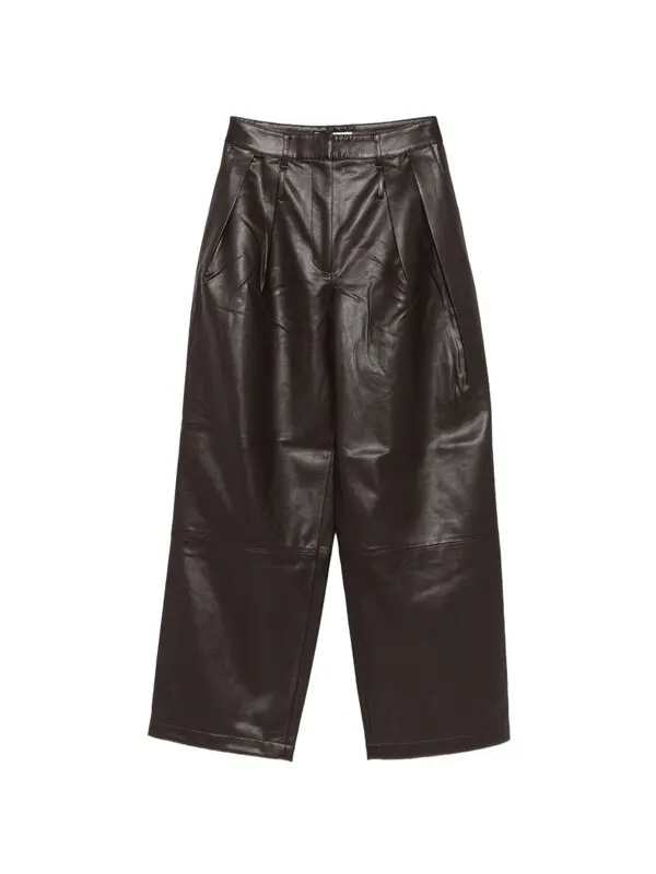 THE FRANKIE SHOP Jeva Faux Leather Trousers - Brown