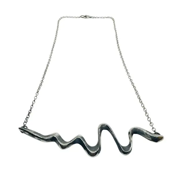 TG-JEWELLERY BY TAMARA GERVASIO Sculptural Snake Choker Necklace – Sterling Silver - Silver/black