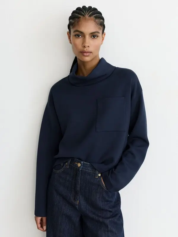 REISS Irene Premium Interlock Roll-neck Sweatshirt