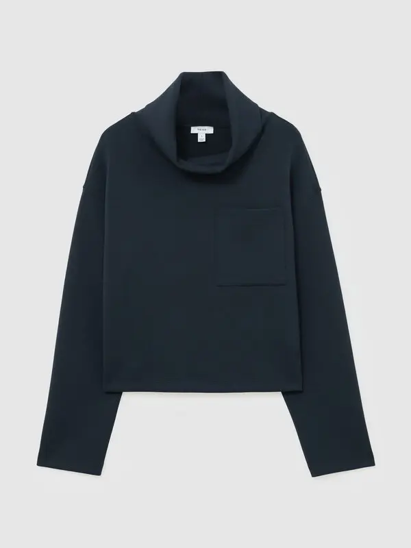 REISS Irene Premium Interlock Roll-neck Sweatshirt
